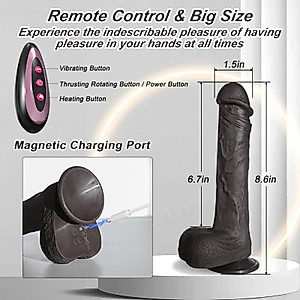 Thrusting Dildo Vibrator Sex Toy - Realistic G-Spot Silicone Suction Cup Rotating Dildos with 10 Modes & Heating for Anal Vagina Stimulation, Remote Control Adult Sex Toys & Games for Women Couples