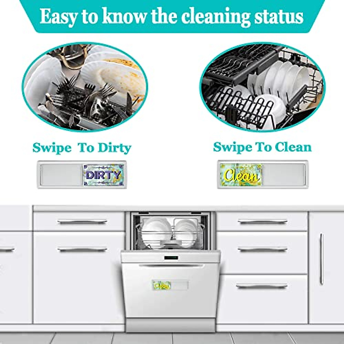 Sukh Dirty Clean Dishwasher Magnet,Dishwasher-Magnet Clean Dirty Sign Magnet for Dishwasher Dish Bin That Says Clean or Dirty Dish Washer Refrigerator for Kitchen Organization and Storage Necessities