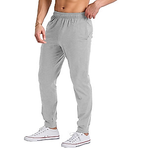 Hanes Originals Cotton Joggers, Jersey Sweatpants for Men with Pockets, 30" Inseam, Light Steel