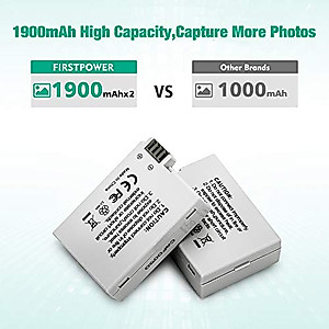 FirstPower LP-E8 Battery and Dual USB Charger Compatible with Canon EOS Rebel T2i, T3i, T4i, T5i, EOS 550D, 600D, 650D, 700D, Kiss X4, Kiss X5, Kiss X6 Cameras
