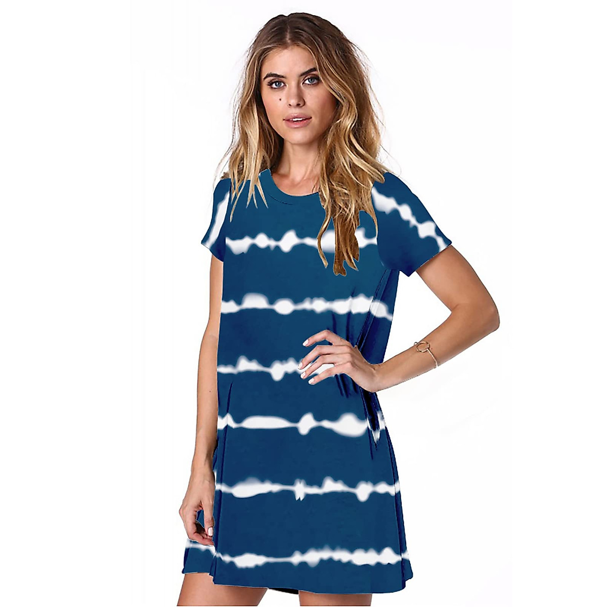 Alaster Queen Women's Casual Summer T Shirt Dress Loose Short Sleeve Tunic Dress with Pocket for Women