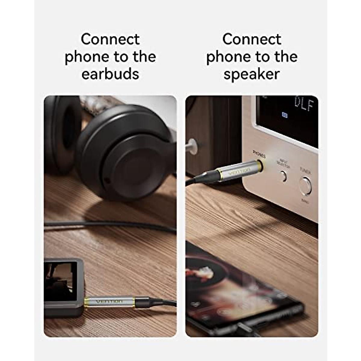 Vention 3.5mm Female to 2.5mm Male Audio Adapter Converter Premium Quality Headphone Earphone Headset 2.5mm to 3.5mm 3 Ring Jack Stereo or Mono 2 Pack