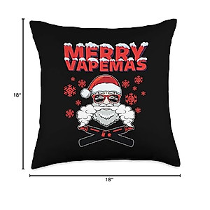 Vaper Lifestyle Apparel Merry Vapemas Santa-E-Cigarette Liquid Vape Throw Pillow, 18x18, Multicolor