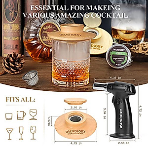 Whiskey Gifts for Men, Cocktail Smoker Kit, WANDiORY Original Bourbon Whisky Drink Smoker Infuse Kit Includes 2 Whiskey Ice Stones, Birthday Gifts for him/Father/Husband/Father's Day/Halloween/Christmas（No Butane）