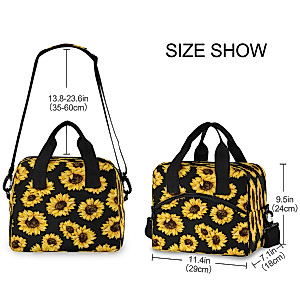 SUABO Lunch Bag Tote Bag Sunflower Pattern Lunch Bag for Women Men Insulated Lunch Cooler Bag