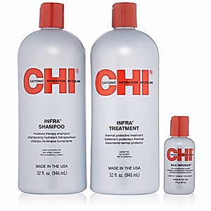 CHI Infra Shampoo 32oz , Infra Treatment 32oz & Silk Infusion 2oz Kit
