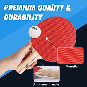 GSE Ping Pong Paddle Set, Portable Table Tennis Set with Retractable Ping Pong Net & Post, 2 Paddles & 3 Ping Pong Balls, Anywhere to-Go Ping Pong Game Set for Any Tables(Orange)