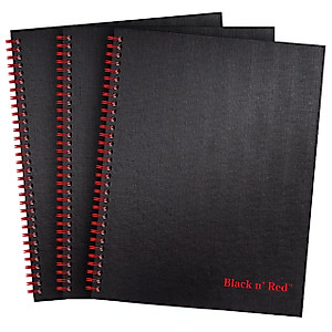 Black n' Red Notebook, Hardcover, Premium Optik Paper, Scribzee App Compatible, Environmentally Friendly, Durable Spiral Binding, 11" x 8-1/2", 70 Double-Sided Ruled Sheets, Pack of 3 (400123488)