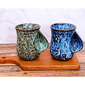 18oz Ceramic Hand Warmer Mug, Novelty Hand Warmer Coffee Mug, Tea Mug, Keep Your Hands Warm, Comfy Handwarmer, Microwave And Dishwasher Safe (Blue)