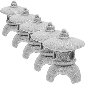 Yardwe 5pcs Mini Pagoda Statue Miniature Garden Lantern Figurines Sandstone Decorations Asian Pagoda Lantern Sculpture for Japanese Zen Garden Fairy Landscape Dollhouse Decor
