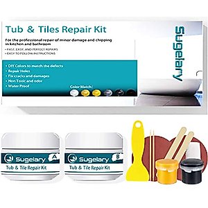 Tub, Tile and Shower Repair Kit (Color Match), Fiberglass Repair Kit, Porcelain Repair Kit for Tubs, Ceramic Toilet Fiberglass Stone Chips Scraps Drill Holes Repair Tub and Tile Refinishing Set