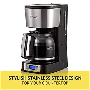 BELLA (14755) 12 Cup Coffee Maker with Brew Strength Selector & Single Cup Feature, Stainless Steel