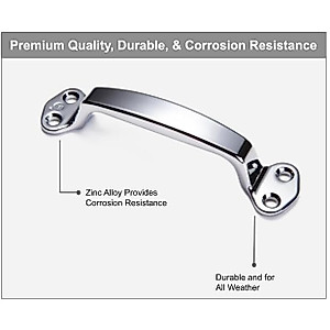 HighGround Product | 2X Heavy Duty Chrome Plated Grab Handle w/ 4 Rubber gaskets, for Trucks, Trailer, Camper Door Pull for Home, Shed, Barn Door, Cabinet