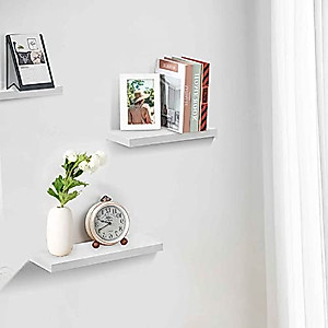 SAUMONIERES Floating Shelves Wall Shelf Solid Wood for Bathroom Bedroom Kitchen Wall Decor Set of 3, White Wall Shelves