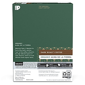 Peet’s Coffee Organic Alma De La Tierra K-Cup Coffee Pods for Keurig Brewers, Dark Roast, 22 Pods