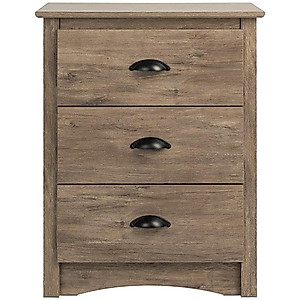 Prepac Salt Spring Rustic Tall Nightstand Side Table with 3 Drawers, Farmhouse Tall 3-Drawer Bedside Table 16" D x 23" W x 29" H, Drifted Gray, DDC-2403