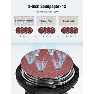 Handife Drywall Sander 800W 7A Drywall Sander with Vacuum Auto Dust Collection, Variable Speed 800-1800RPM Drywall Power Sander with Double-Deck LED Lights, Extendable Handle, Carrying Bag