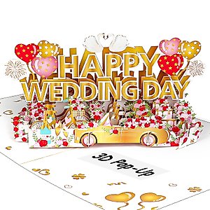 Pyoimmne Wedding Card, 3D Pop Up Wedding Cards for Bride and Groom, Funny Wedding Gift Card with Envelope and Message Card