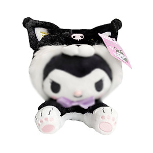 Veakeqe 1 Pcs Cartoon Plush Stuffed Animal, Lovely Plush Dolls,8 Inch Anime Cute Soft Plush Figure Toy, Soothe Kids Girl Fans Toys Gift Bag Filler Birthday Gift for Kids (Black)