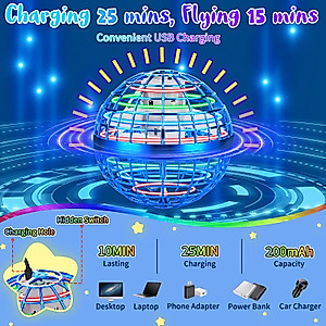 2 Pack Flying Orb Ball Toy Flying Space Orb Magic Flying Ball Toy, 360° Rotating Hover Ball Cool Toy, Flying Spinner Toys Space Boomerang Ball with LED Lights for Kids Adult Christmas Birthday Gift