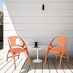 Giantex Folding Dining Chairs Set of 2, Plastic Dining Chairs with Armrest and High Backrest, 330 LBS Indoor Outdoor Modern Dining Chairs for Dining Room Kitchen, Orange