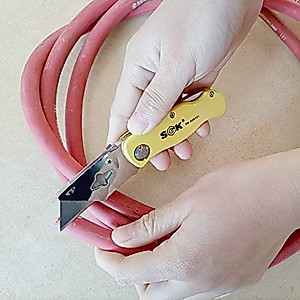 Folding Utility Knife, EDC Utility Knife, Pocket Utility Knife, Heavy Duty Box Cutter, Foldable Sure-Grip Box Opener Knife with extra 5 Pieces SK-5 Blades