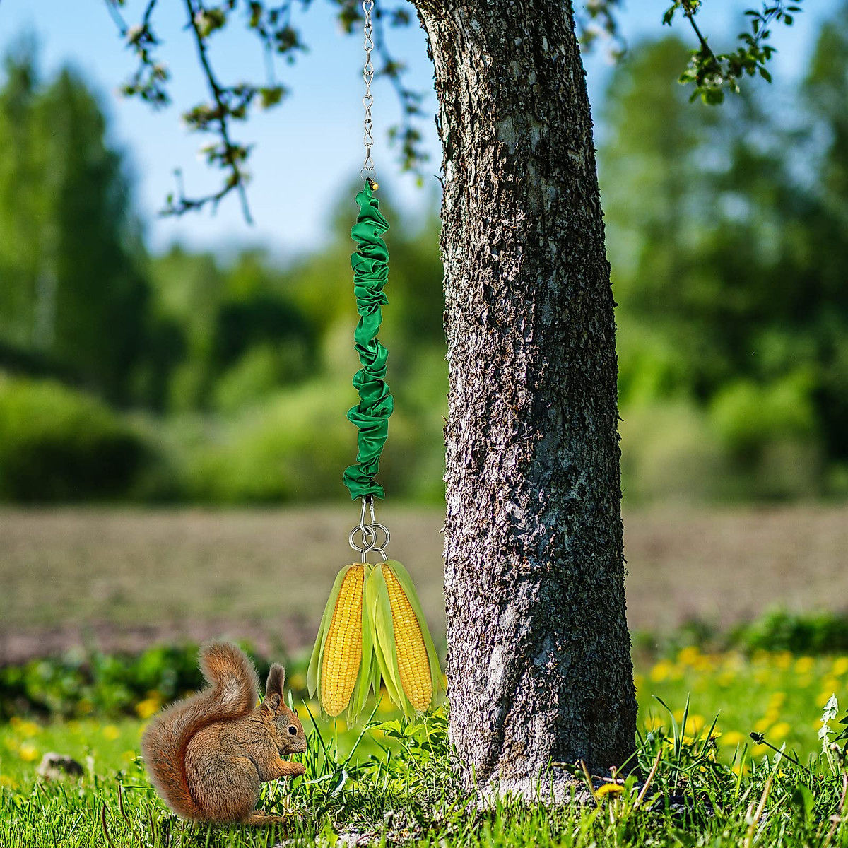 2 Pcs Bungee Squirrel Feeder Squirrel Feeder for Outside Corn Cob Holder for Squirrels Funny Squirrel Feeder for Garden Backyard Feeding Supplies