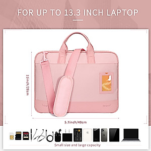 Simpolor 15.6’’ Laptop Case Cable Organizer, Electronic Organizer Inside with Outside Card Holder, 3-Layer Shockproof and Water Resistant 14/15 inch Laptop Sleeve, Pink