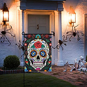 Allenjoy Day of the Dead Garden Flag for Outside Vertical Mexican Fiesta Dia DE Los Muertos Banner House Lawn Banners Yard Porch Sign Patio Outdoor Decorations 12x18" Double Sided Washable Polyester