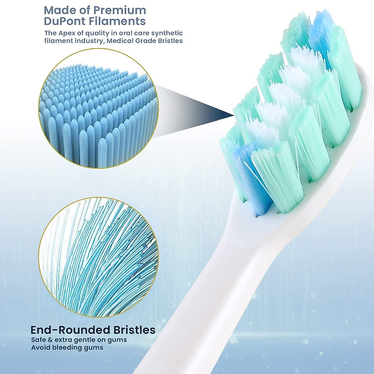 LAUMUGE Replacement Toothbrush Brush Heads Compatible with White-Y1 Electric Toothbrush, Soft Dupont Bristle Replaceable Heads, 4 Packs