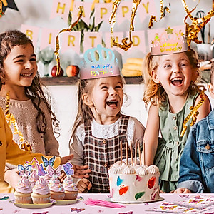 Butterfly Birthday Decorations Tableware Set,192 PCS Butterfly Birthday Party Supplies Serves 24 with Plates Napkins Tablecloth Cupcake Toppers and Banner for Butterfly Girl Birthday Party Decorations