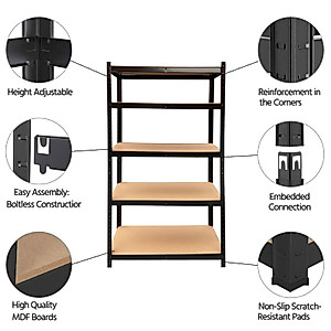 5 Shelf Garage Shelving, Heavy Duty Garage Storage Shelves with Adjustable Durable MDF Boards, Utility Rack Shelves Organization Multipurpose Shelf Max 1411lbs Load Capacity, 35"W x 16.5"D x 70"H