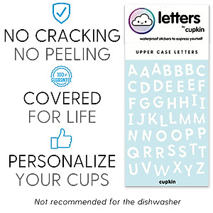 CUPKIN Waterproof Stickers to Personalize Your Stainless Steel Kids Cups: Write Your Kid's Names or Fun Words (47 Sticker Sheet)