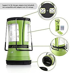 LE LED Camping Lantern Rechargeable, 600LM, Detachable Flashlight, Camping Essentials, Perfect Lantern Flashlight for Hurricane Emergency, Hiking, Fishing and More, USB Cable and Car Charger Included