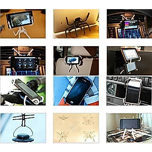 Aulzaju Universal Multi-Function Flexible Spider Phone Stand Car Holder Hanging Mount for iPhone,Moto,Google,Oneplus,Samsung,Andriod All Mobile Phones in Car Bicycle Desk Plane (4 Pack Black)