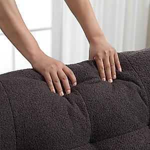 96 Inch Cloud Style Sofa, Teddy Velvet Fabric, Comfy Modern Couches for Living Room, Bederoom, Apartment (Dark Grey)