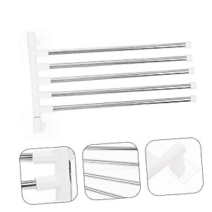 Artibetter 1 Set Rotating Towel Hanger Rotatory Towel Mount Towel Holder Wall Mounted Towel Rack Kitchen Towel Hanging Rack Swivel Towel Metal to Rotate Storage Rack White Stainless Steel