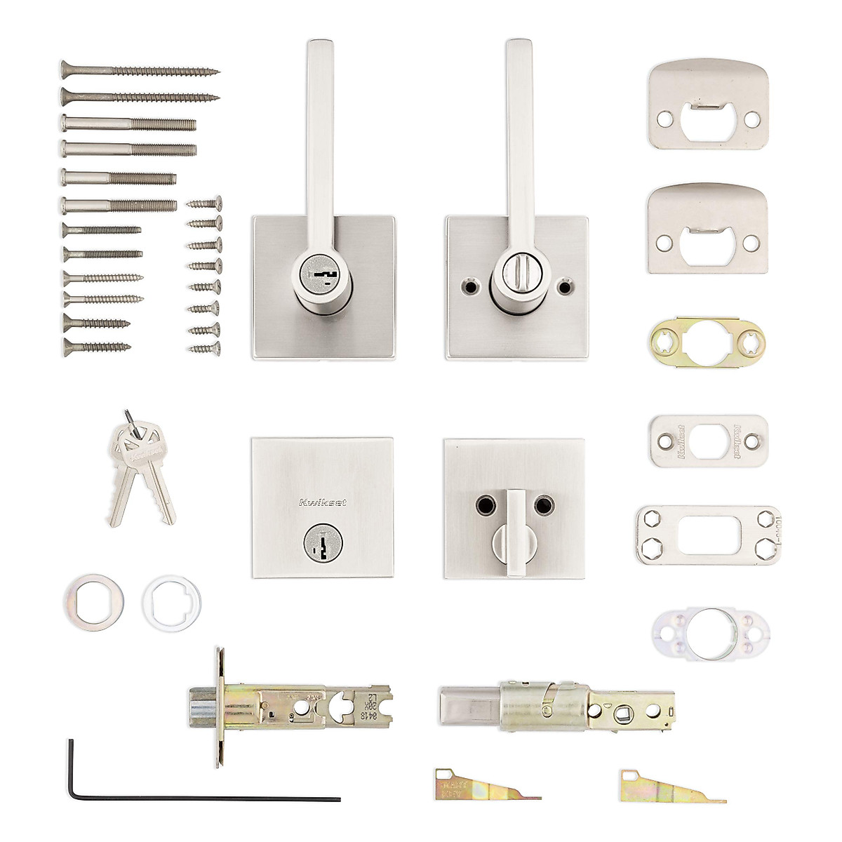 Kwikset 991 Halifax Keyed Entry Lever and Single Cylinder Deadbolt Combo Pack featuring SmartKey Security in Satin Nickel