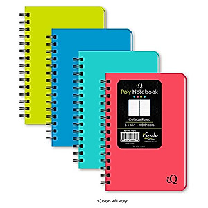 iScholar Double Wire Poly Memo Book, 6 x 4", Side Open, Color will Vary (94640)