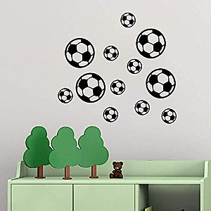 SITAKE 43 Pcs Soccer Stickers, Kids Soccer Ball Stickers Decals for Kids Room, Football Wall Decal Sticker Vinyl Art DIY Sticker for Boys Bedroom Playroom Living Room Window Door Decoration