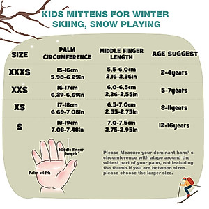 MCTi Kids Mittens Waterproof Winter Ski Warm Sherpa Fleece Lined Removable Insert