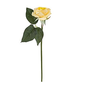 Pure Garden Rose Artificial Flowers - 18Pc Real Touch 11.5-Inch Fake Flower Set with Stems for Home Decor, Wedding, or Bridal/Baby Showers (Yellow)