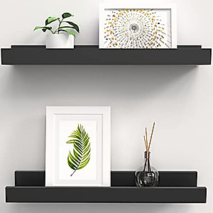 Ballucci Floating Wall Shelves Set of 2, Picture Ledge Wooden Shelves for Nursery, Living Room, Bedroom, Bathroom, Kitchen, Office; 18 Inch - Black