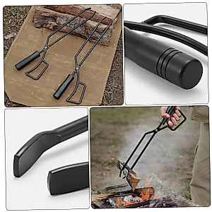Happyyami Tongs Grill Outdoor Camping BBQ Outdoor BBQ Fireplace Charcoal Clamps Charcol Barbecue Trash Pickup Grabber Iron Long Charcoal Tong Charcoal Plier Camping Supply Large Pen Holder