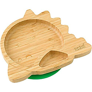 Bamboo Baby Plate with Suction - Kids and Toddler Suction Cup Plate for Babies, Non-toxic All-Natural Bamboo Baby Food Plate Stays Cool to the Touch for Baby-Led Weaning