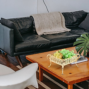 Cabilock Decorative Tray Cookie Tray Gold Fruit Bowl Turkish Candy Snack Serving Tray Storage Trays Metal Serving Tray Coffee Tea Serving Vanity Tray