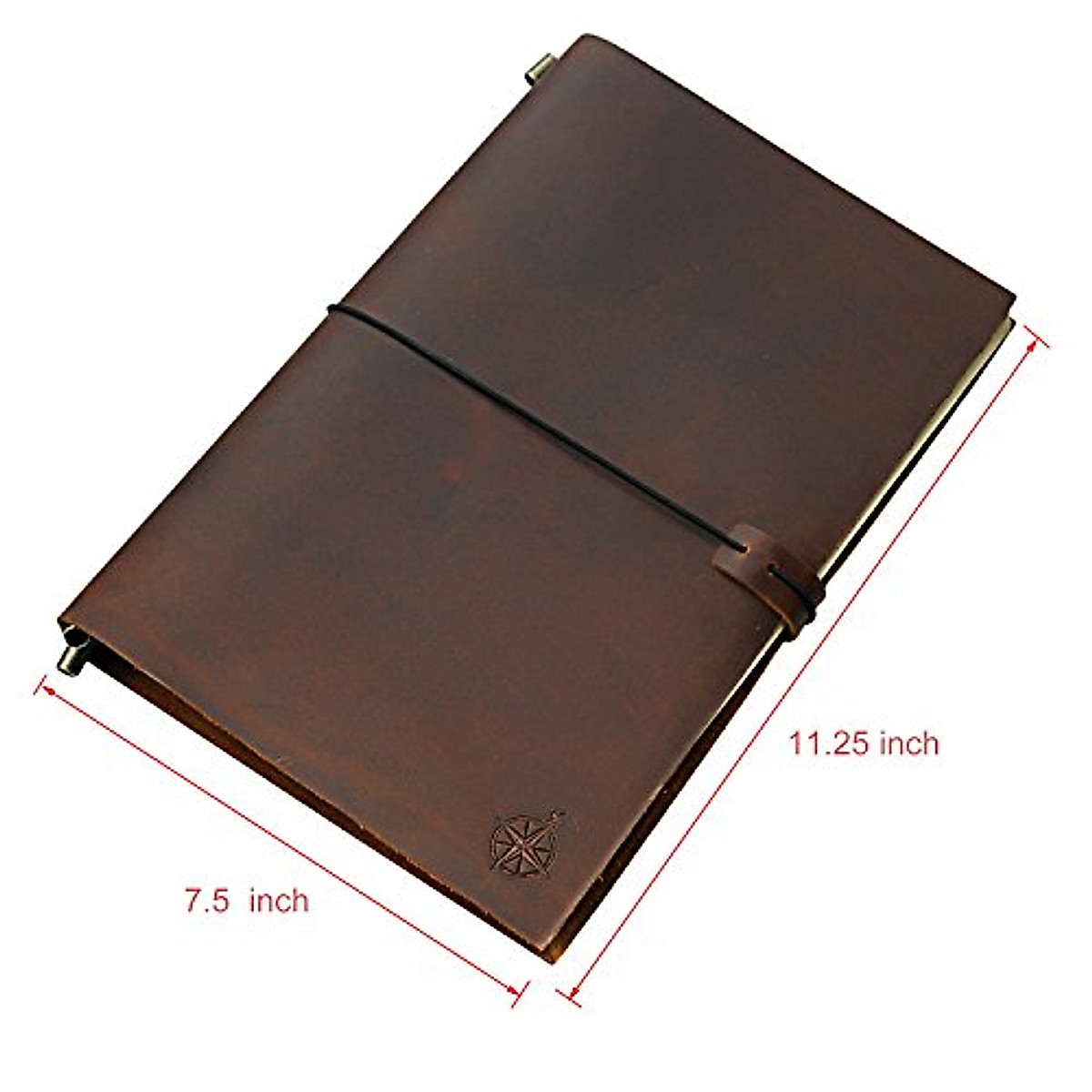 WANDERINGS Large Leather Journal - The Grande Refillable Travelers Notebook - Perfect for Writing, Sketching, Scrapbooks, Travelers, Extra Large, Blank Inserts 11x7.5 inches