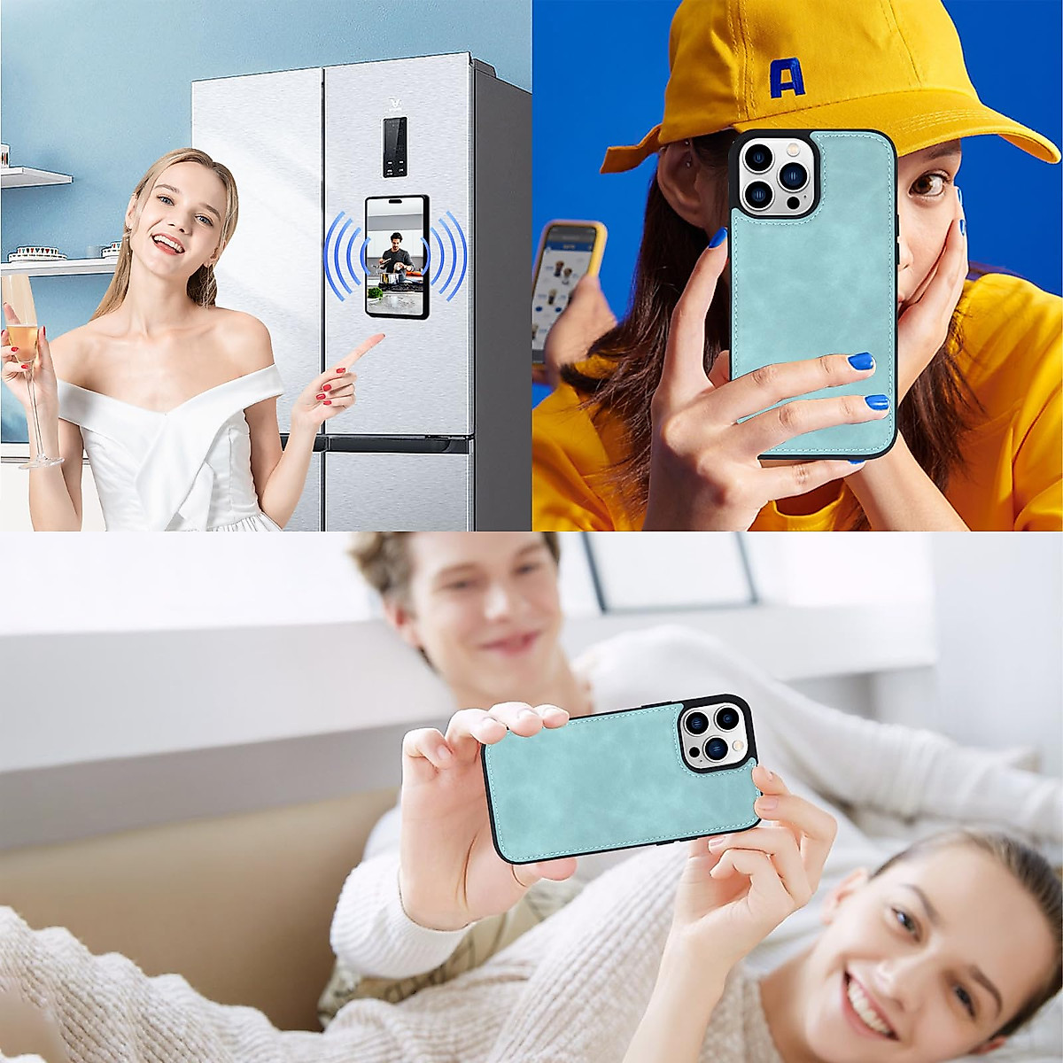 TwoHead Wallet Case Compatible with iPhone 15 Pro Max,Detachable Magnetic Phone Case,All-Round Shockproof Protective Leather Phone Case with Card Holder,6.7 in,Blue