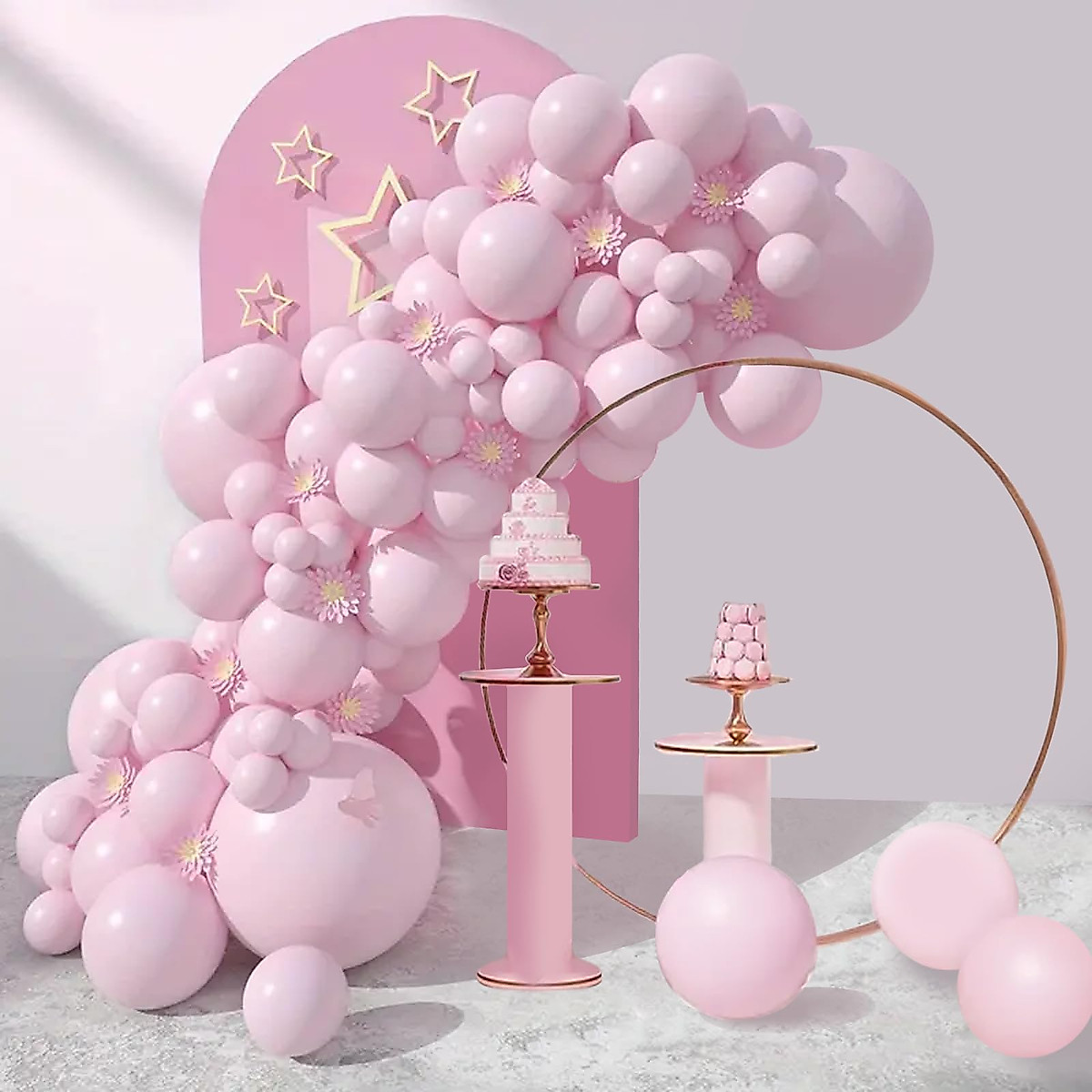 140pcs Pink Balloon Arch Kit, Pastel Balloons of Different Sizes Pack of 18 12 10 5 Inch for Birthday Party or Gender Reveal Party Balloon Arch as Graduation Wedding Baby Shower Party Decorations