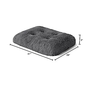 Bedsure Extra Large Dog Bed Washable, Plush Calming Dog Crate Beds for Large Breed, Fulffy Dogs Sleeping Mat, Anti-Slip Pet Kennel Pad, 41" x 29", Dark Grey
